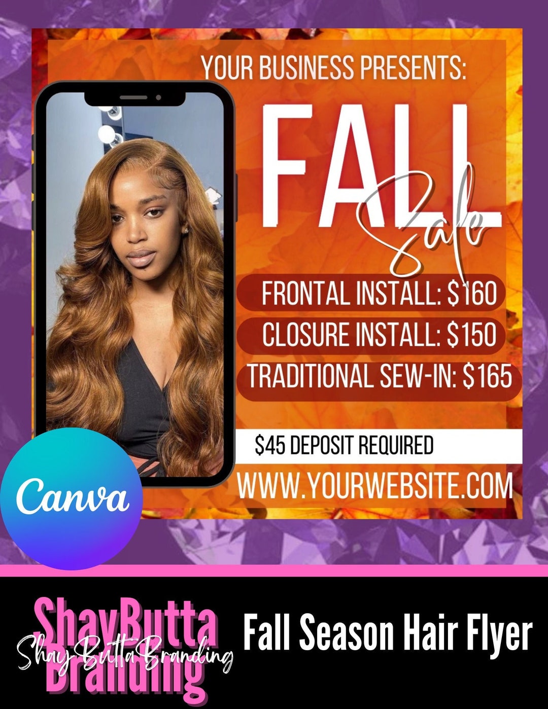 Editable Fall Hair Flyer | DIY Instagram Flyer - Canva Editable ...