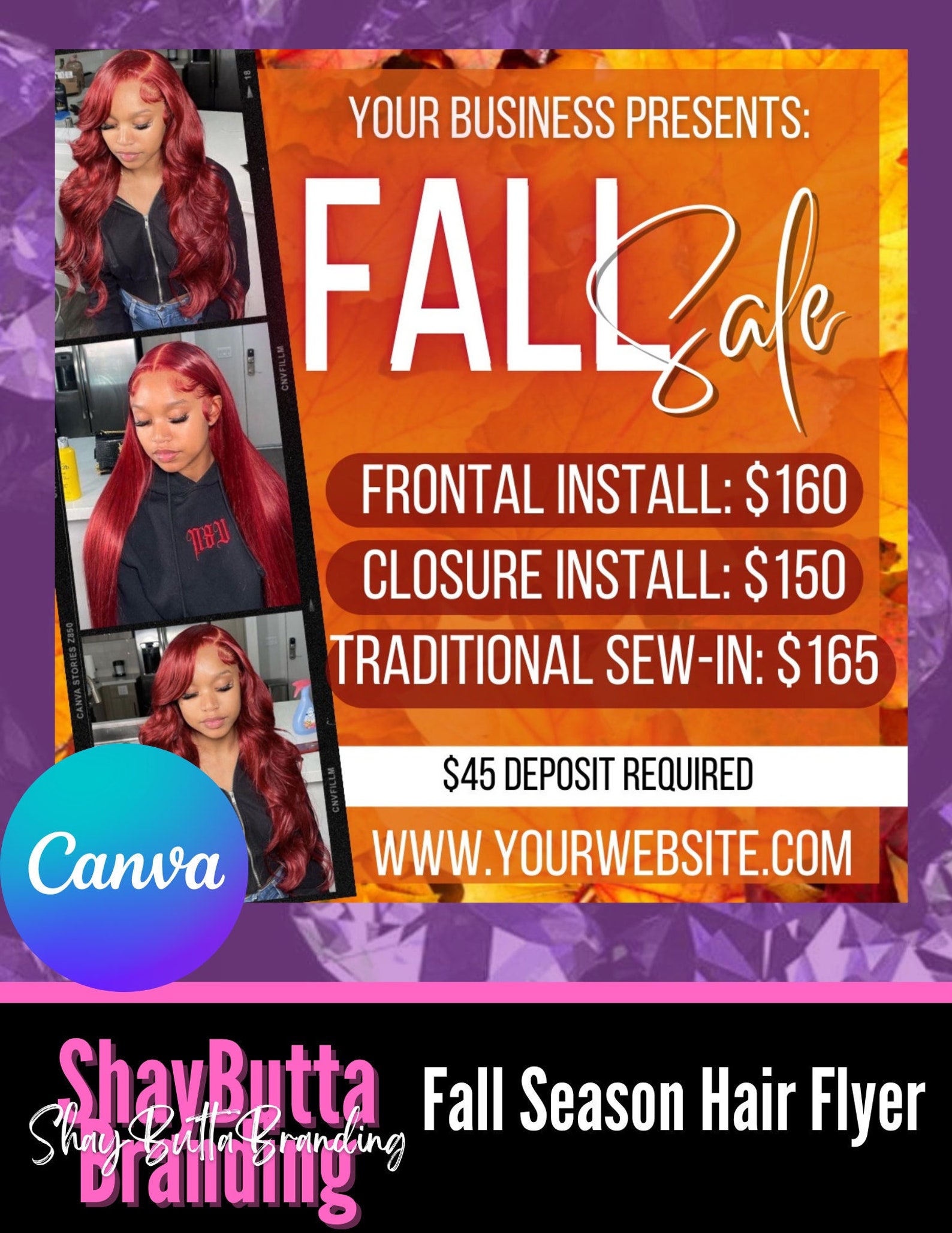 Editable Fall Hair Flyer | DIY Instagram Flyer - Canva Editable ...