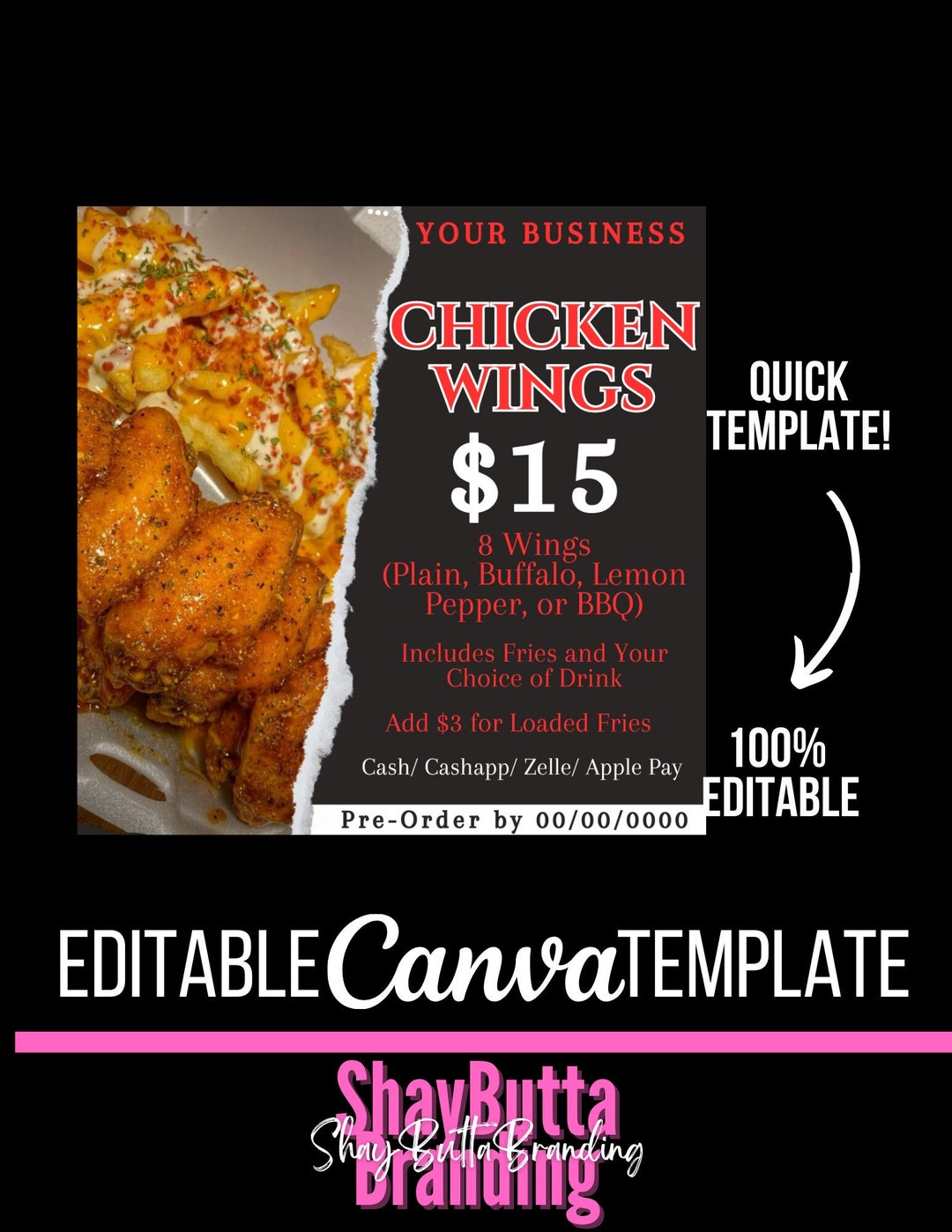 Editable Food Menu | DIY Food Flyer - Canva Editable Template - Meals ...