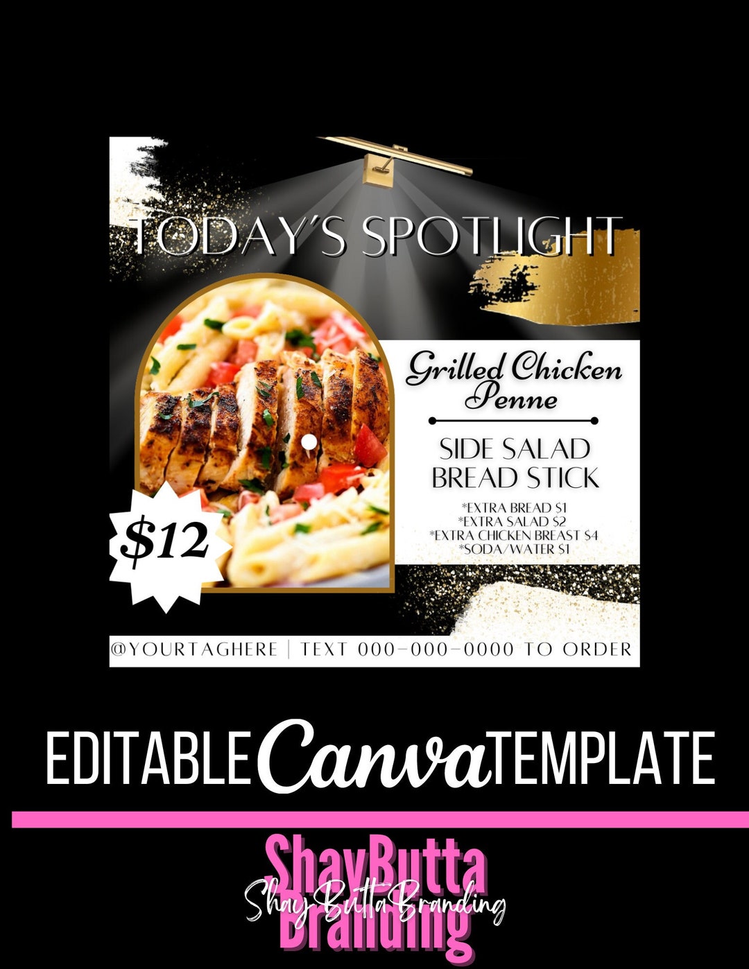 Editable Food Menu “spotlight” | DIY Food Flyer - Canva Editable ...