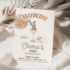 Howdy Martini Birthday Cowgirl Party Template, Howdy Editable ...