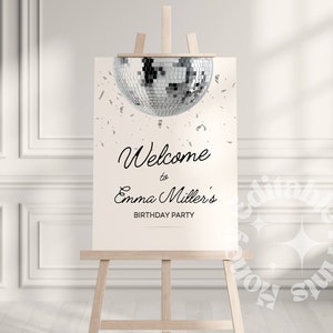 Disco Party Welcome Sign Template, Retro Disco Ball Party Banner ...