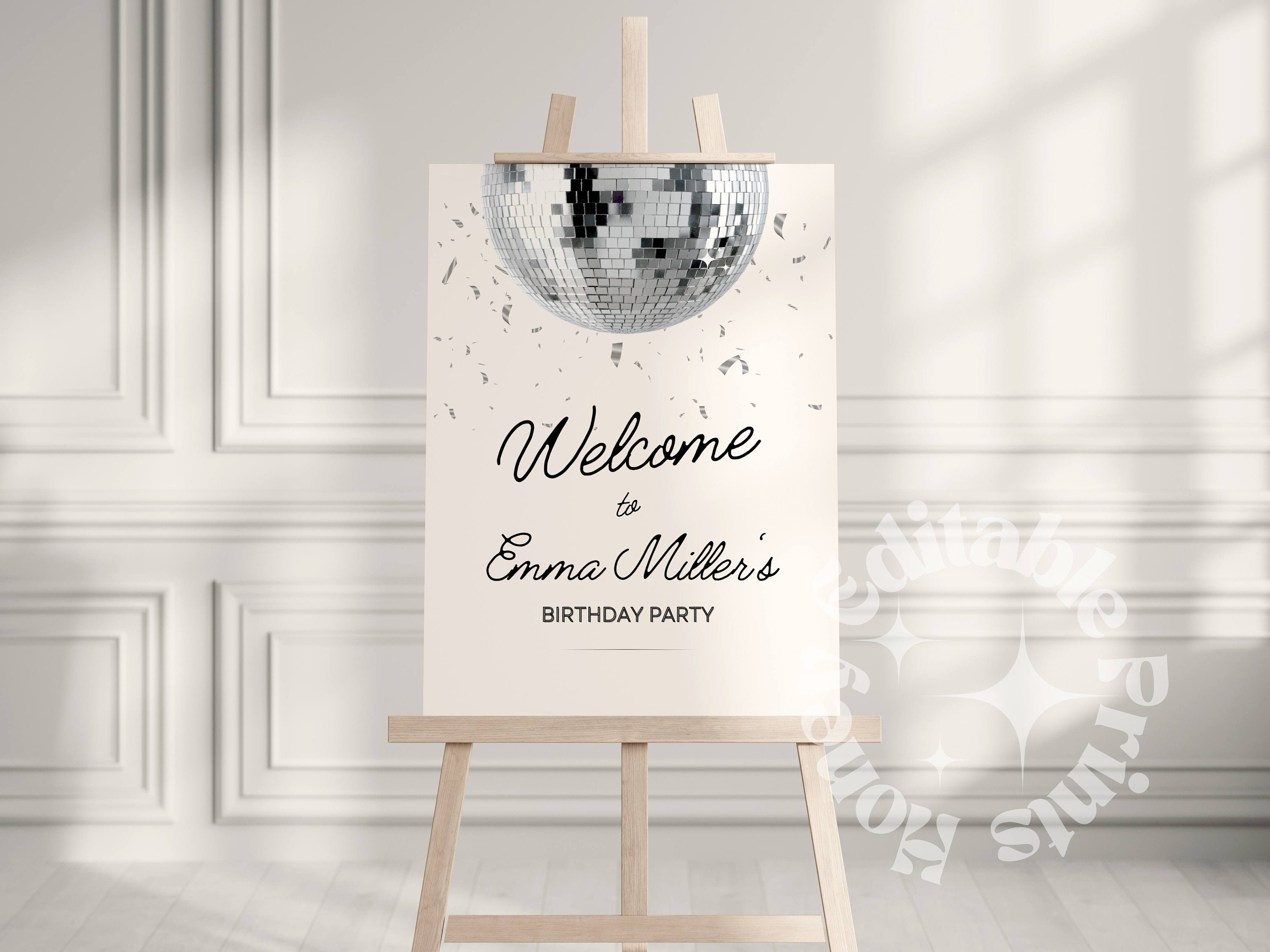 Disco Party Welcome Sign Template Retro Disco Ball Party - Etsy