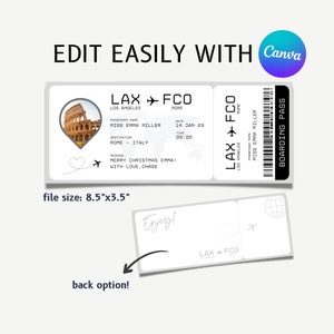 Editable Boarding Ticket Template, Printable Airline Ticket,boarding ...