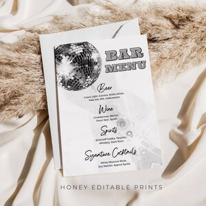 Disco Signature Drinks Menu,disco Bar Menu Black & White, Disco ...