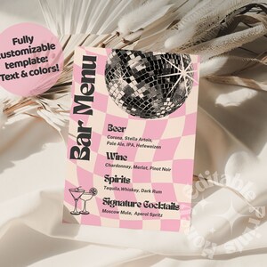 Disco Bar Menu Template, Trendy Retro Disco Drinks Menu Template, Disco ...