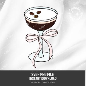 Espresso Martini Svg Png File, Coquette Espresso Martini Clipart ...