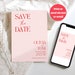 Red Save the Date Template, Modern Save the Date Editable, Custom ...