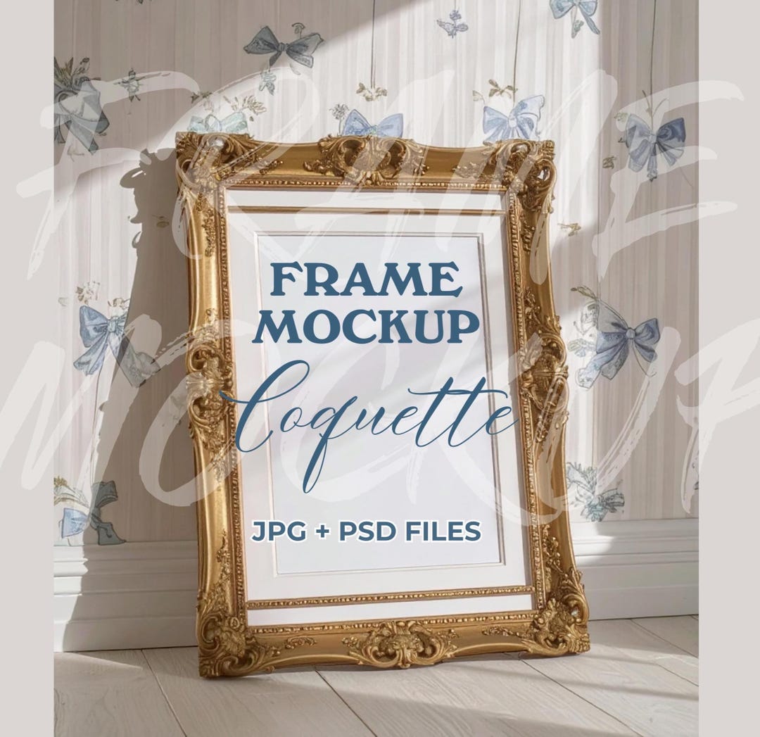 Blue Coquette Frame Mockup: Ornate PSD Smart Layer (digital Download ...