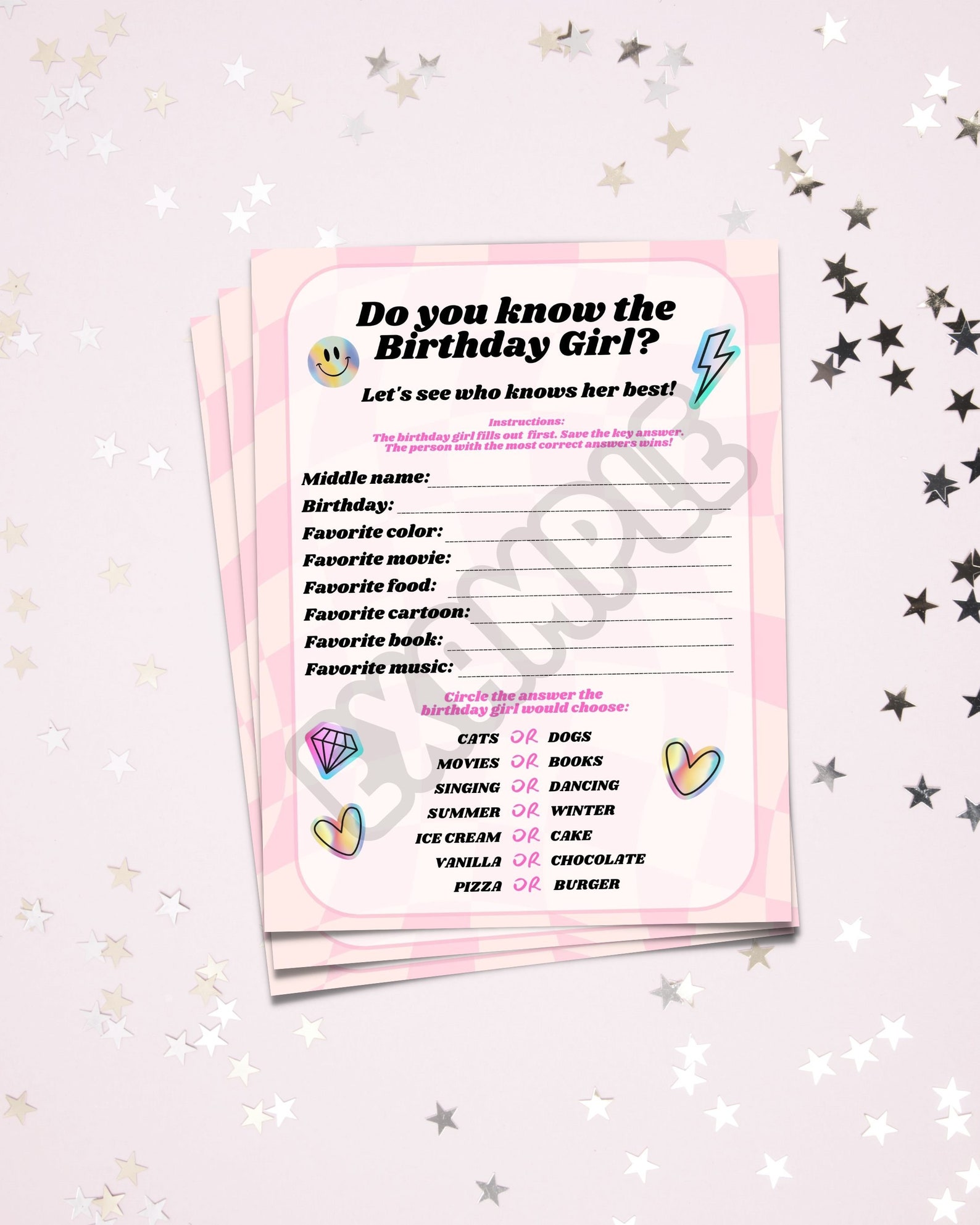 Who Knows the Birthday Girl Birthday Printable Game Trendy - Etsy