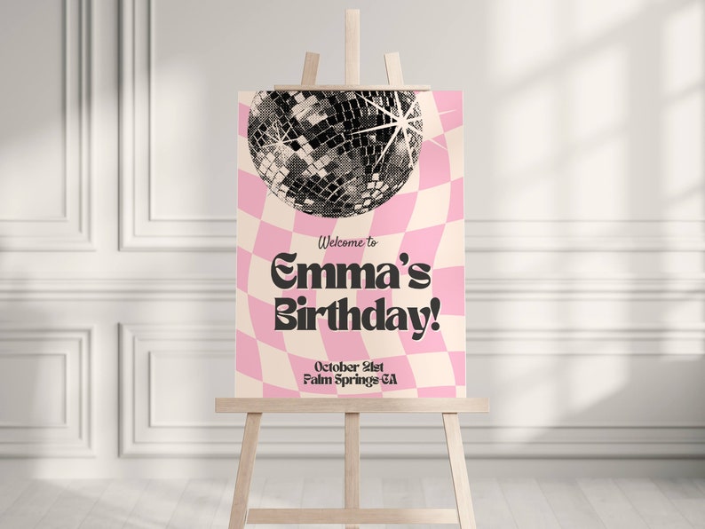 Disco Birthday Welcome Sign Template, DIY Disco Birthday Party ...