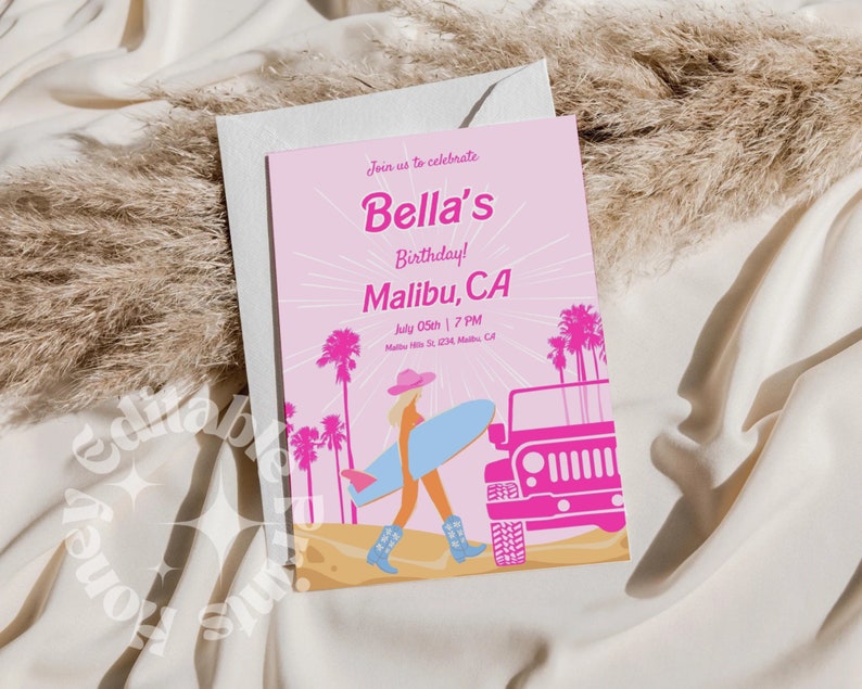 Malibu Barb Dollie Birthday Template Malibu Barb Doll Bday - Etsy