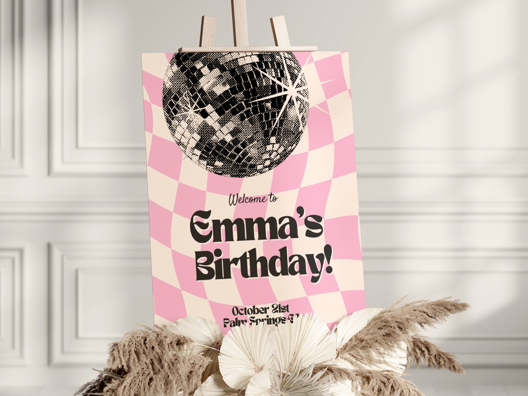 Disco Birthday Welcome Sign Template, DIY Disco Birthday Party ...