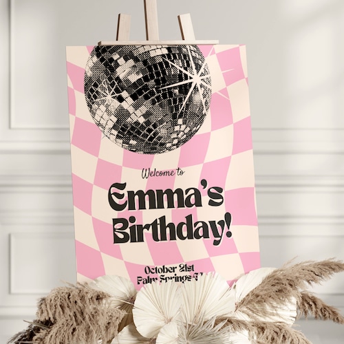 Disco Birthday Welcome Sign Template DIY Disco Birthday Party - Etsy