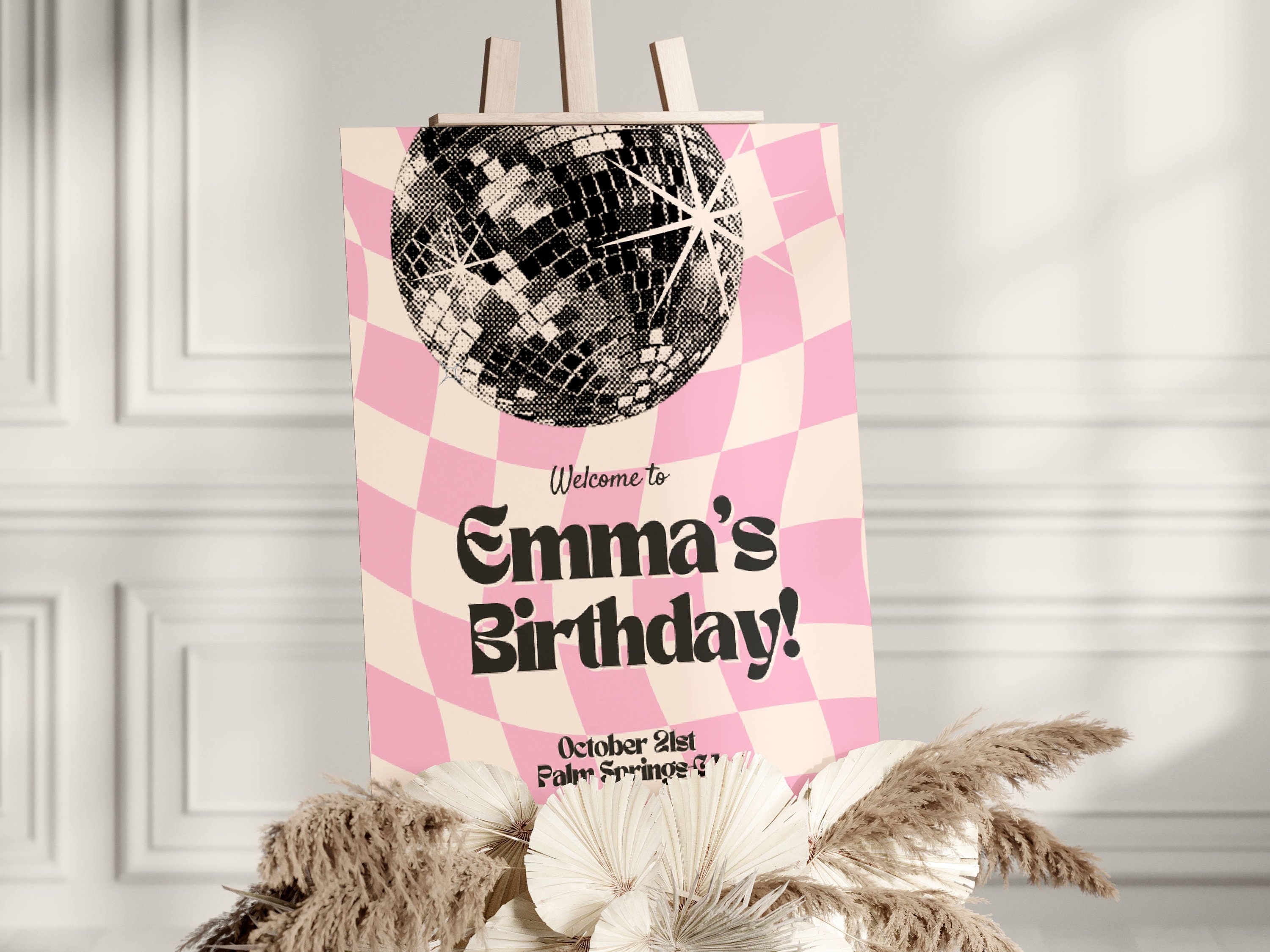 Disco Birthday Welcome Sign Template DIY Disco Birthday Party - Etsy