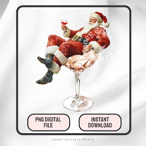 Santa Claus Drinking PNG, Santa Wine Cocktail Drink Png Clipart, Cute ...
