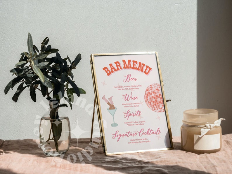 Signature Cocktail Menu, Disco Menu Template, Disco Cowgirl Bar Menu ...