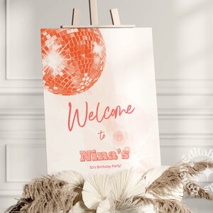 Disco Party Welcome Sign Template, Retro Disco Ball Party Banner ...