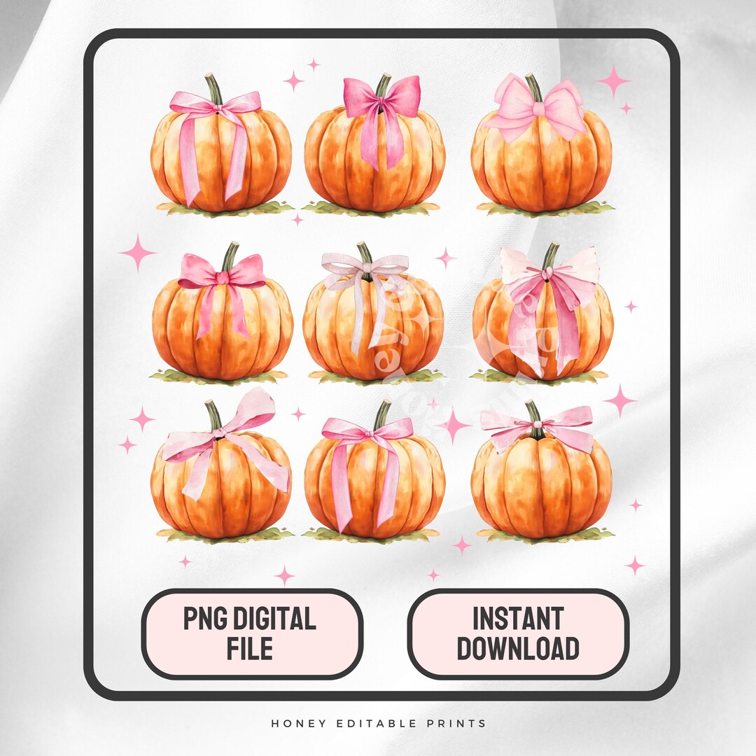 Pumpkin Coquette Png File, Cute Fall Pumpkins Coquette Bow Clipart ...