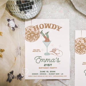 Howdy Cowgirl Birthday Party Invitation Template (editable, 5x7in ...
