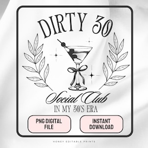 Dirty 30 Social Club PNG: Martini Cocktail Design (instant Download) - Etsy
