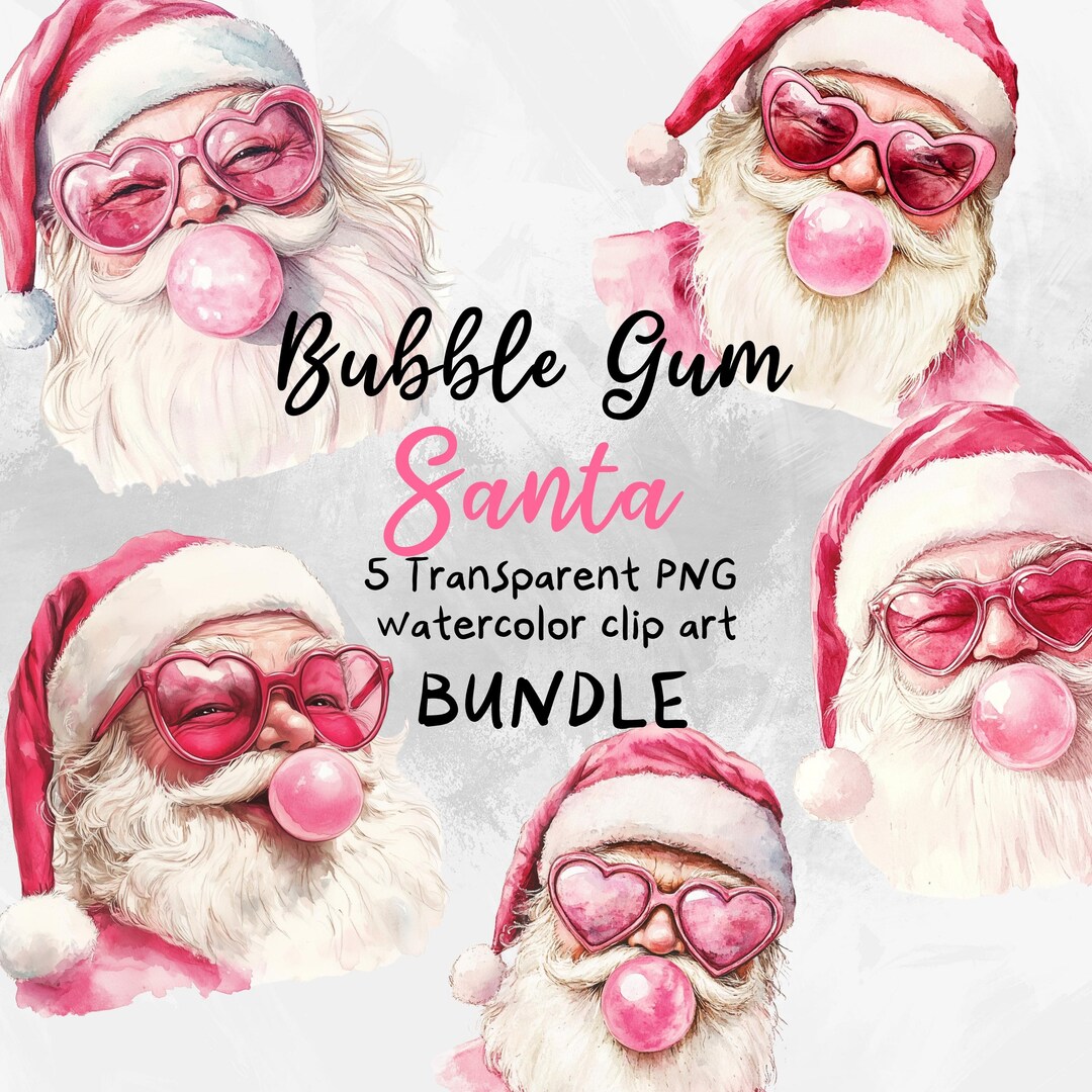 Santa Bubble Gum Png Clipart, Coquette Santa Claus PNG, Cute Xmas Png ...