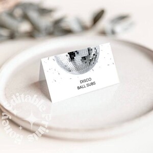 Disco Place Cards Template, Disco Food Label, Retro Wedding Buffet ...