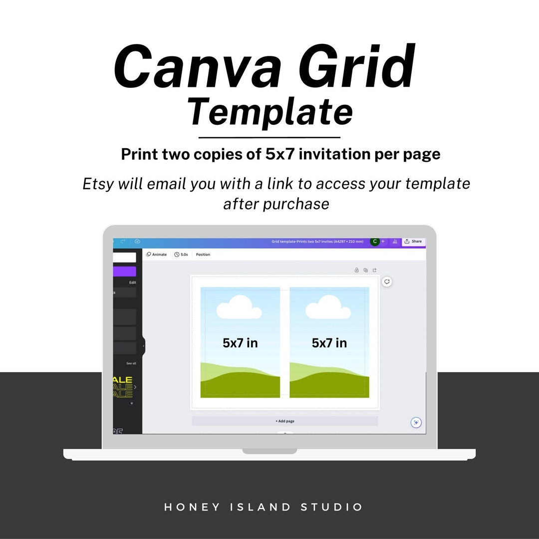 Canva Grid Template, 5x7in Grid Print Template, US Letter A4 Grid ...