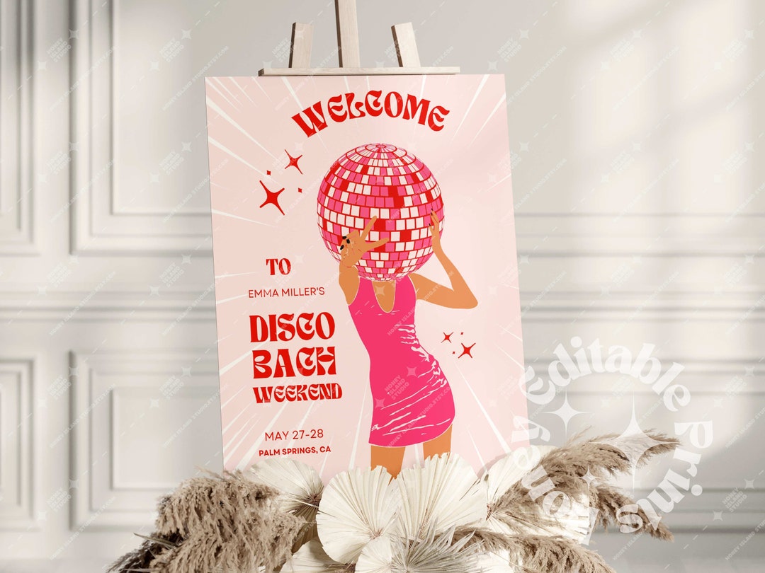Disco Welcome Sign Template, Disco Party Banner ,trendy Retro Disco ...