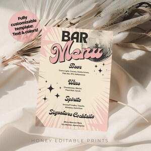 Disco Bar Menu, Retro Disco Drinks Menu, Disco Bachelorette Party ...