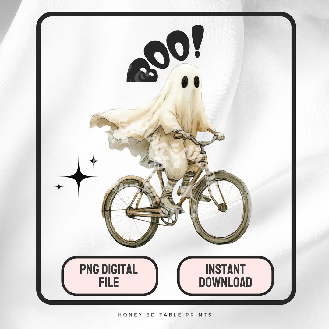 Ghost Riding Bicycle Png File, Halloween Spooky Season, Cute Halloween ...
