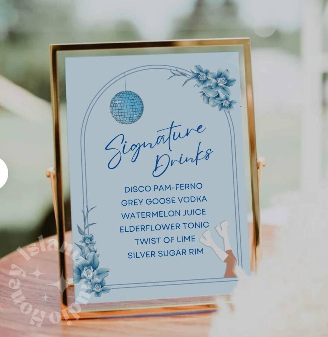 Mamma Mia Disco Signature Drinks Menu, Disco Bar Menu Blue & White ...