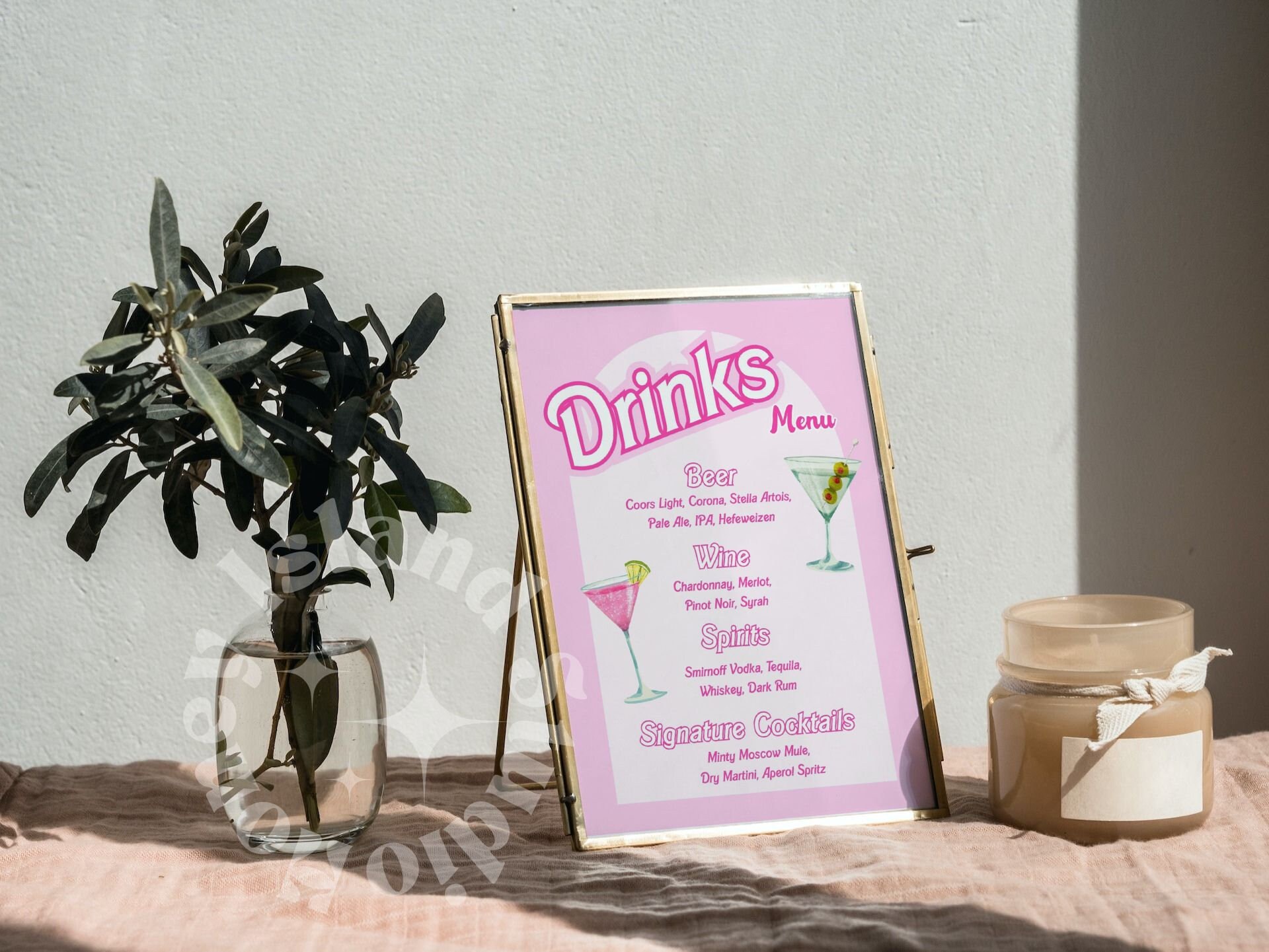 Barb Doll Signature Drinks Menu, Dollie Bar Menu Pink, Barb ...