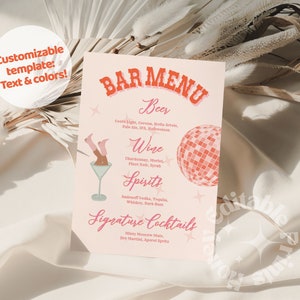 Signature Cocktail Menu, Disco Menu Template, Disco Cowgirl Bar Menu ...