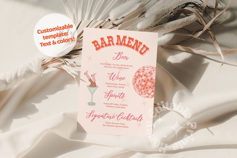 Signature Cocktail Menu, Disco Menu Template, Disco Cowgirl Bar Menu ...