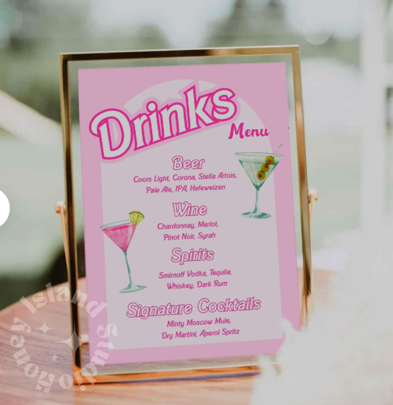 Barb Doll Signature Drinks Menu, Dollie Bar Menu Pink, Barb ...