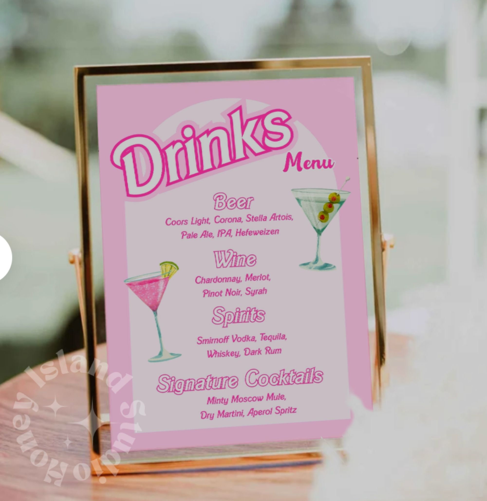Barb Doll Signature Drinks Menu Dollie Bar Menu Pink Barb - Etsy