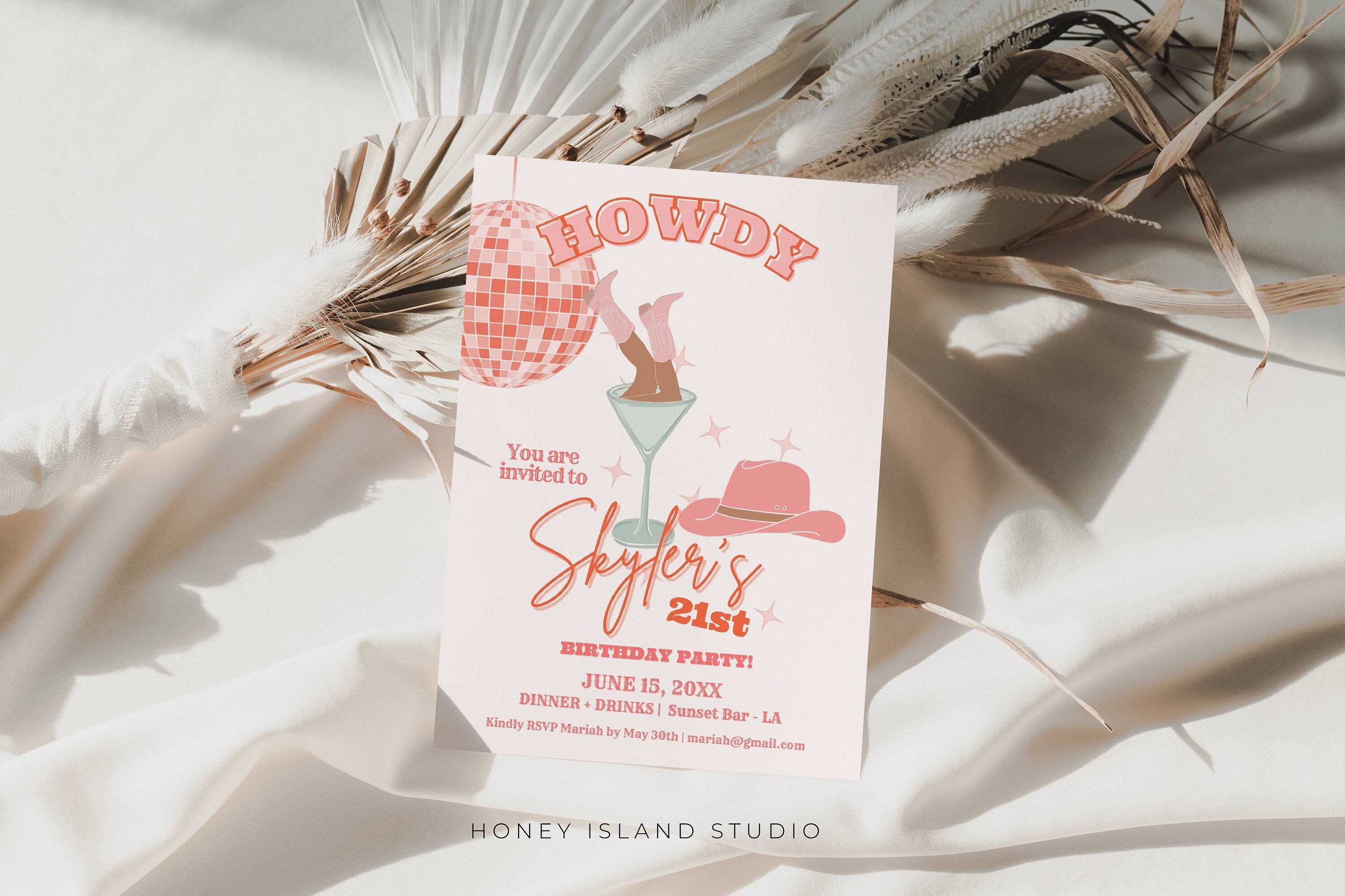 Howdy Martini 21st Birthday Cowgirl Party Template Howdy - Etsy