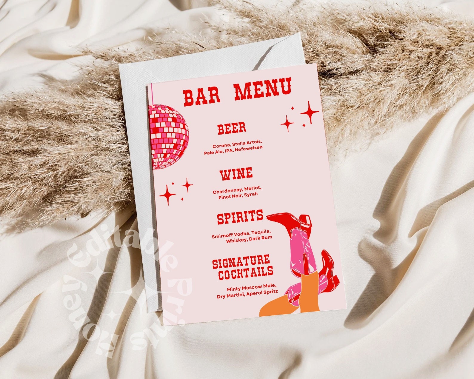 Disco Cowgirl Bar Menu Template, Disco Cowgirl Signature Template, Lets ...