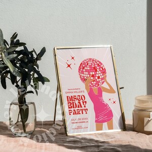 Disco Birthday Template, Trendy Retro Disco Invitation, Disco Girl ...