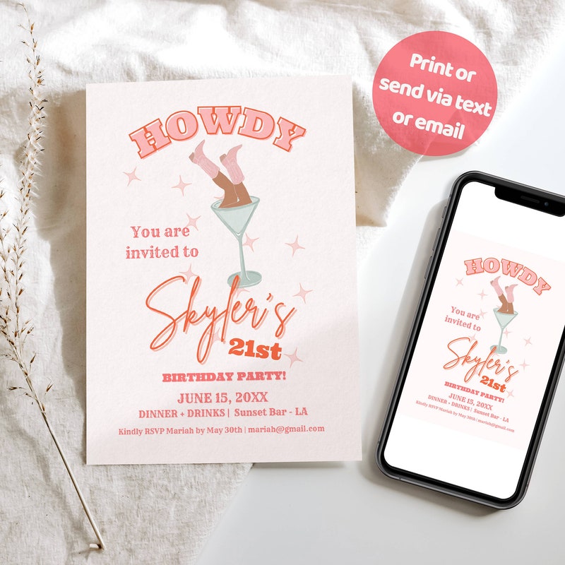 Western 21st Birthday Invitation - Etsy