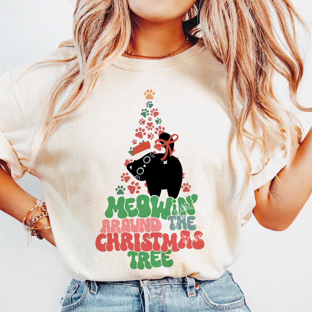 Funny Cat Christmas Tree PNG: Meowing Holiday Design (digital Download ...