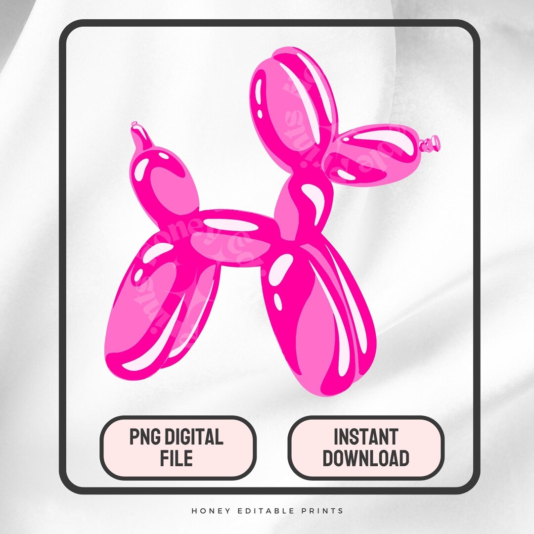 Pink Balloon Dog PNG: Coquette Pop Art Clipart (digital Download) - Etsy UK