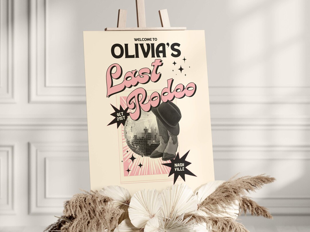 Last Rodeo Bachelorette Weekend Welcome Sign Template, DIY Cowgirl ...