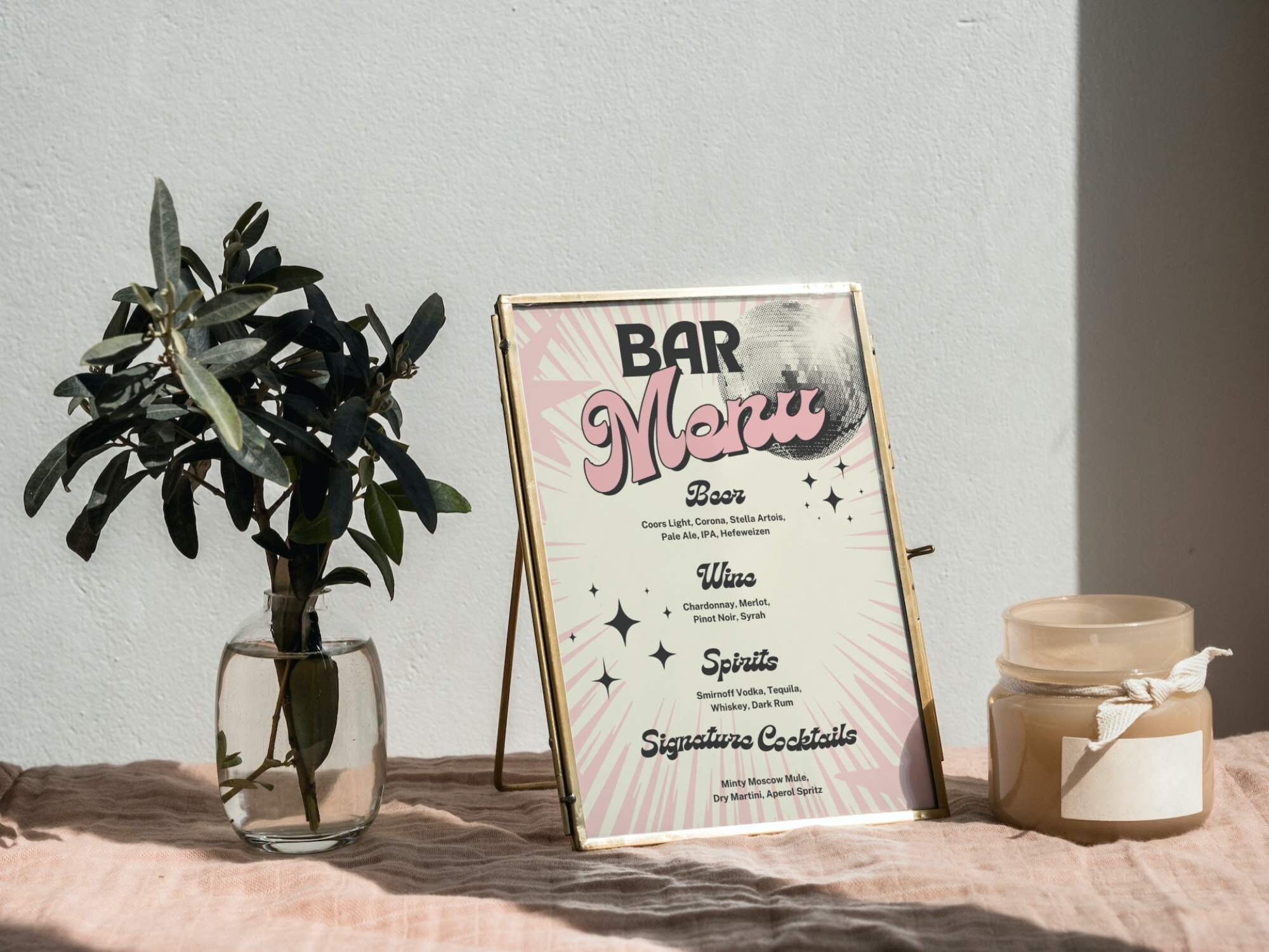 Disco Bar Menu Retro Disco Drinks Menu Disco Bachelorette - Etsy