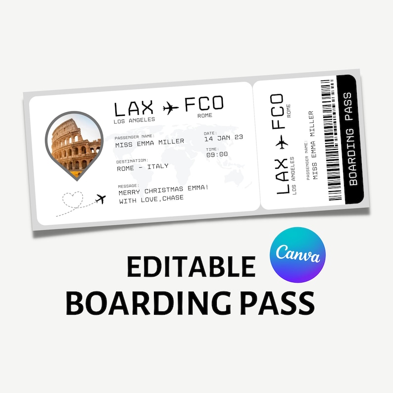 Editable Boarding Ticket Template Printable Airline - Etsy