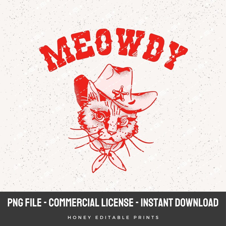 Meowdy Cowboy Cat PNG Western Cat Png Card Cowboy Cat Red Png ...