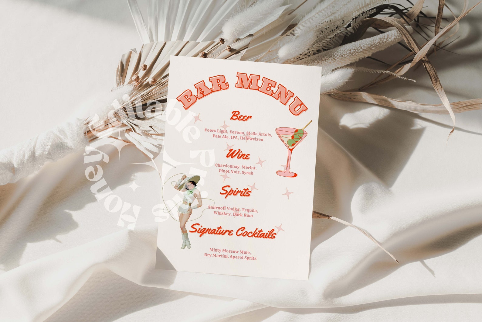 Cowgirl Bar Menu, Western Drinks Menu, Rodeo Bachelorette Party ...