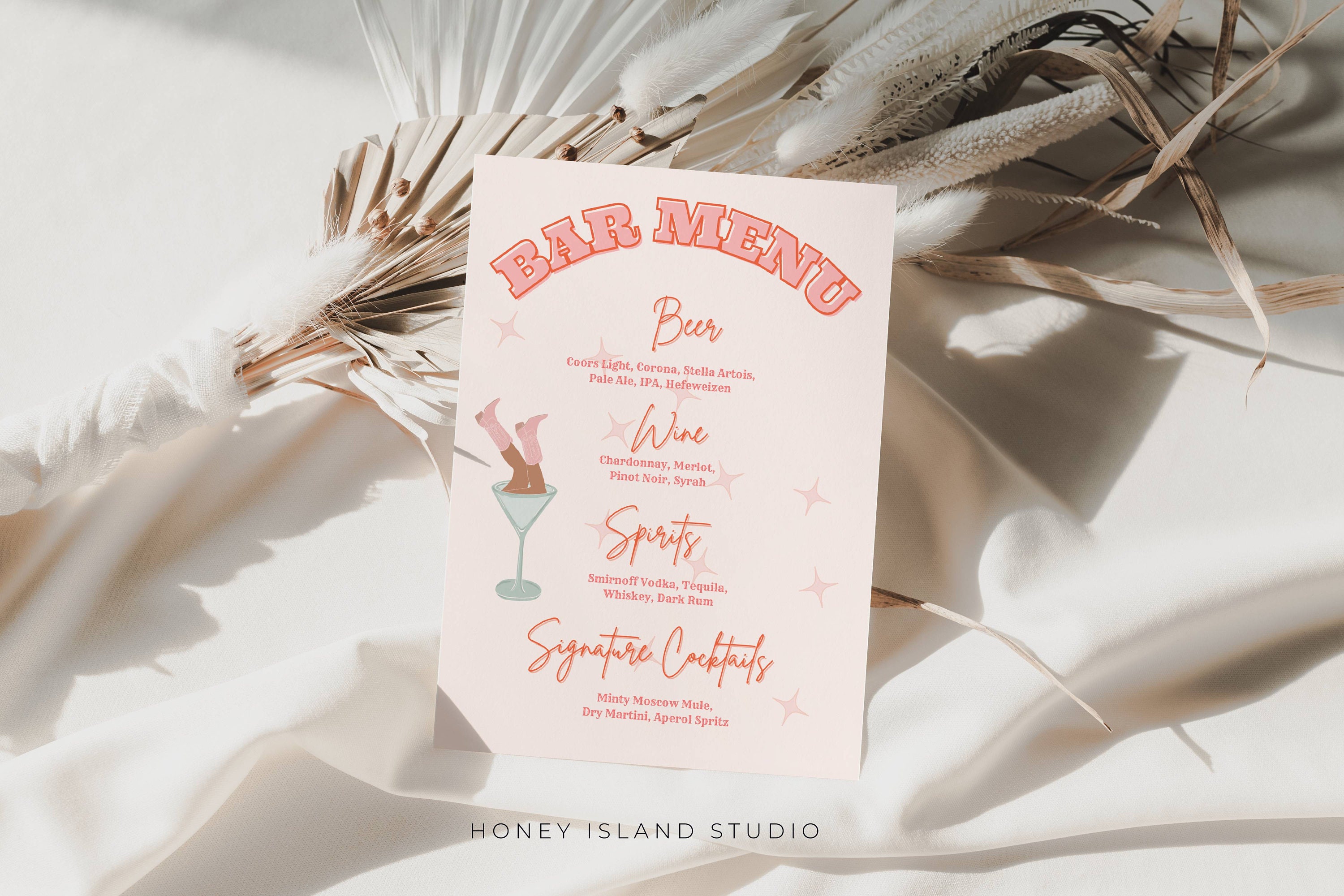 Cowgirl Bar Menu, Western Drinks Menu, Rodeo Bachelorette Party ...