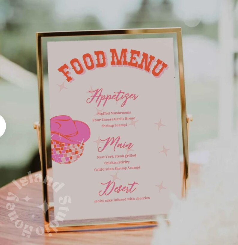 Disco Cowgirl Food Menu, Lets Go Girls, Disco Western Drinks Menu ...